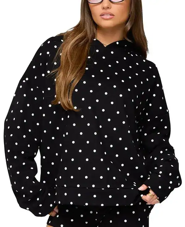 Edikted Chelsie Polka Dot Hoodie - Black And White | Editorialist